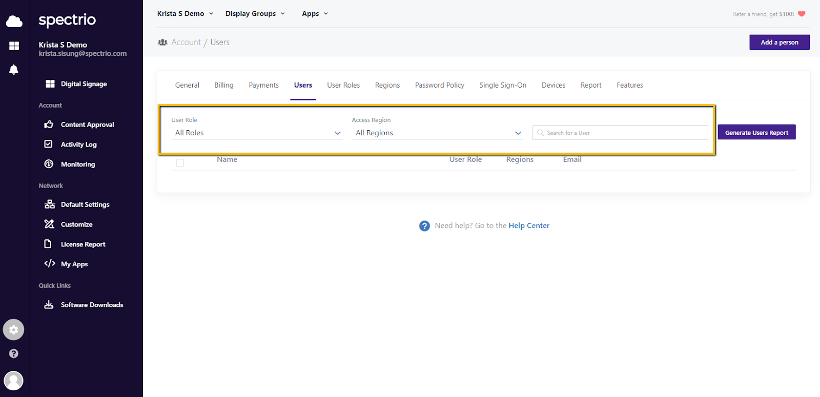 User Roles – Enplug Support Center