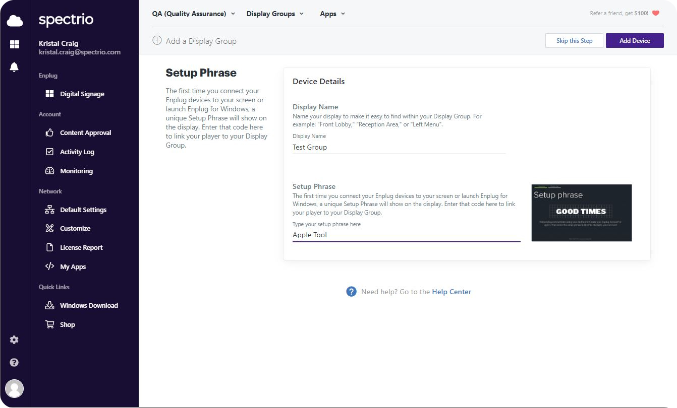 Link a Device and Add New Content – Enplug Support Center